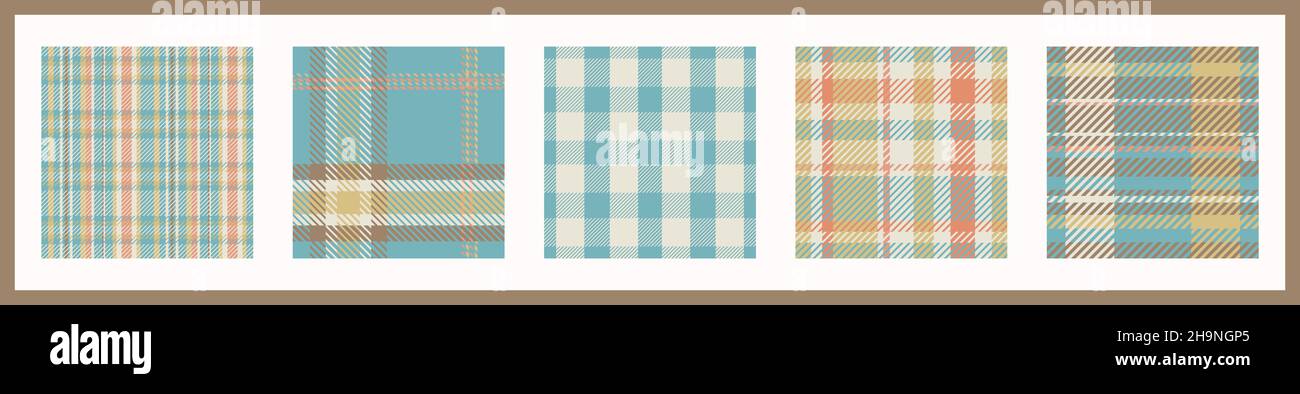Gender neutral seamless plaid vector pattern collection. Gingham baby ...