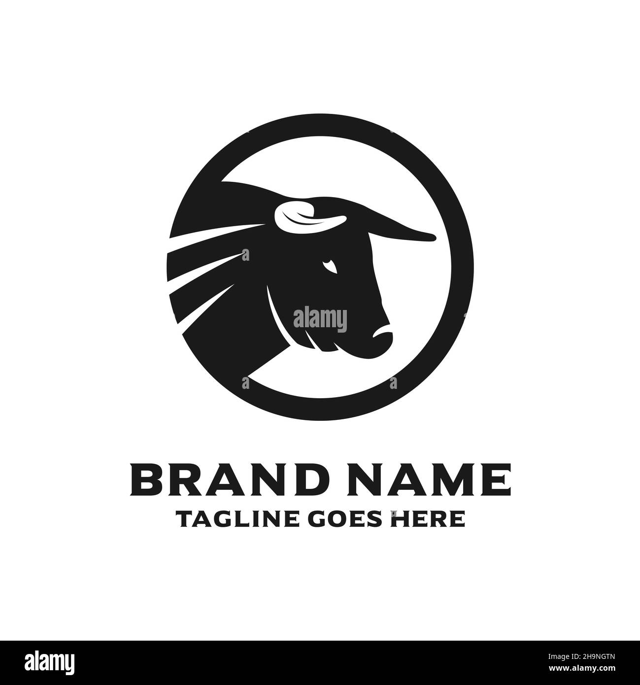 bull head logo design template Stock Photo - Alamy