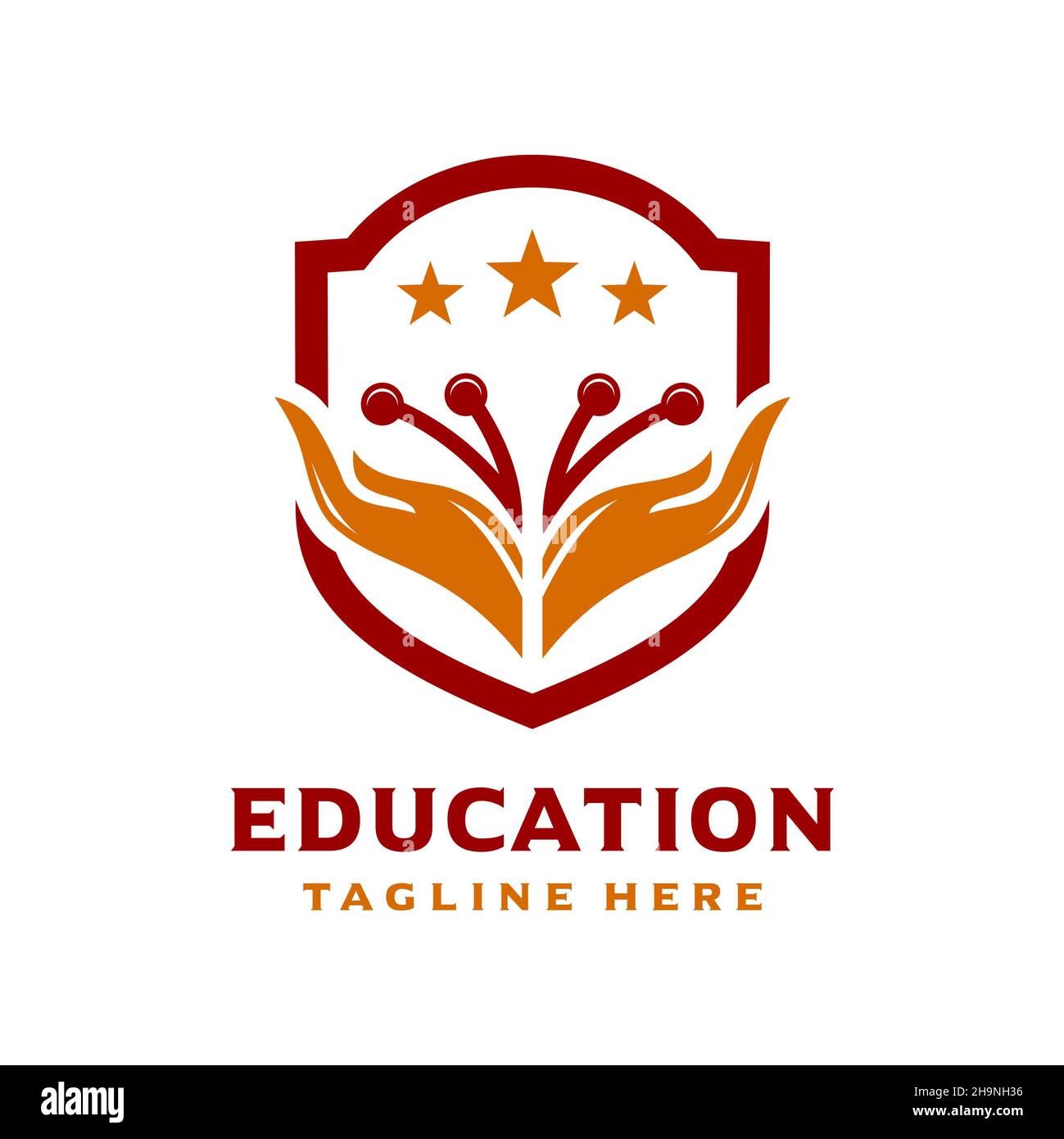 hand shield logo education your company Stock Photo - Alamy