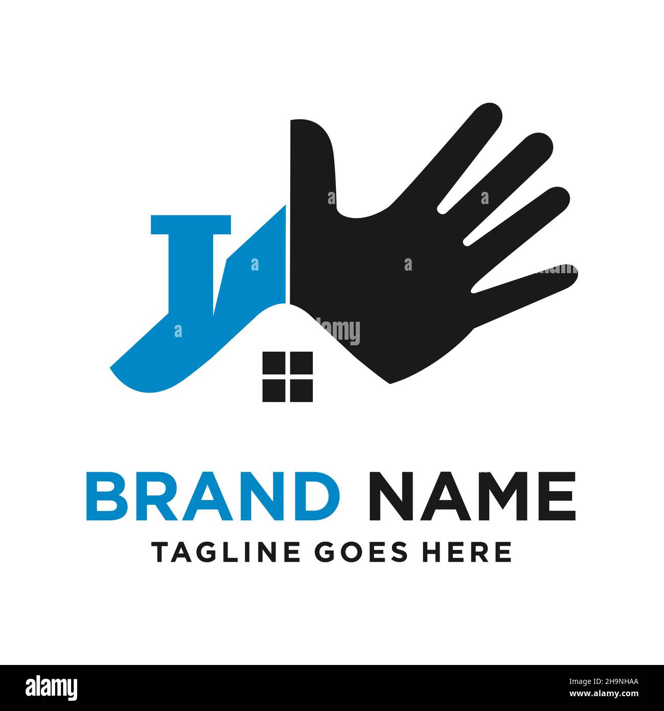 home and hand logo design Stock Photo - Alamy