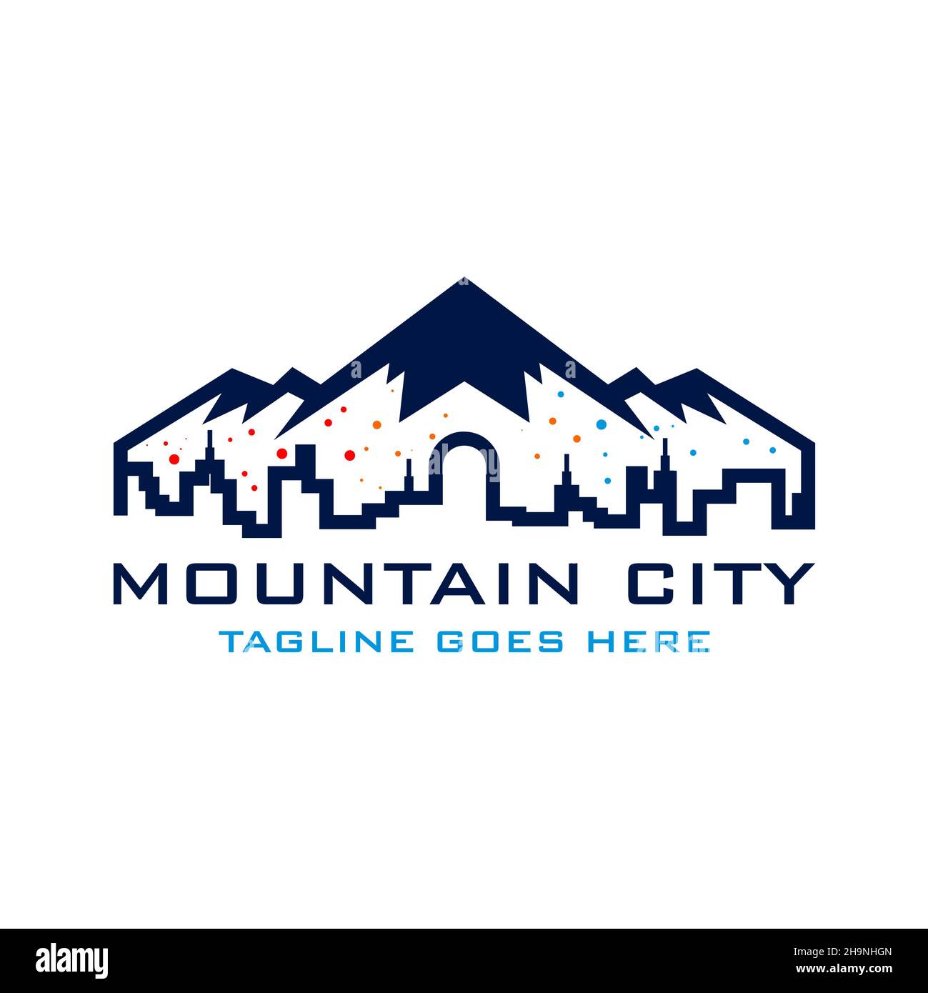mountain city logo template Stock Photo - Alamy