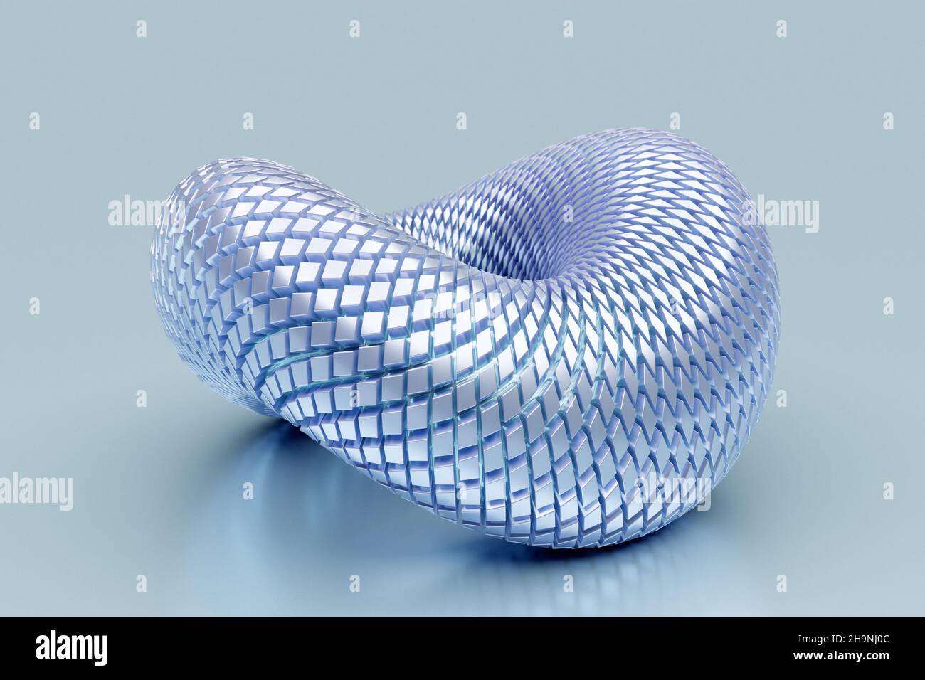 3D illustaration of a blue torus. Fantastic cell.Simple geometric ...