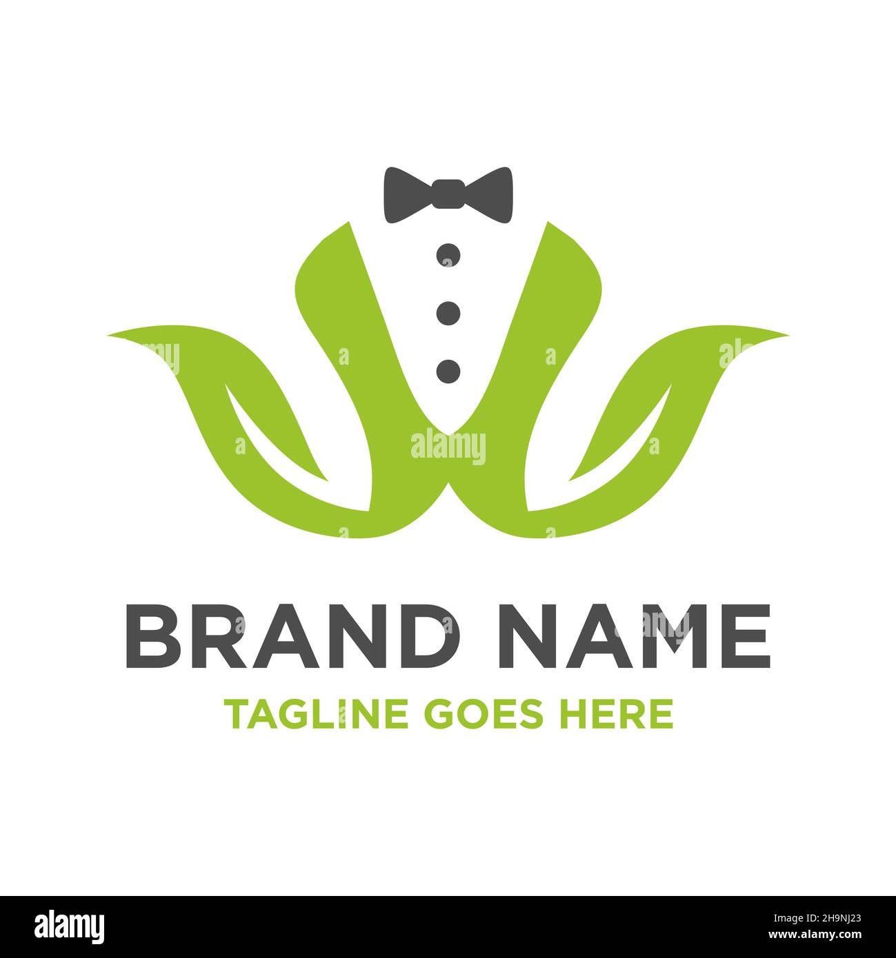 initial green leaf logo V your company Stock Photo - Alamy