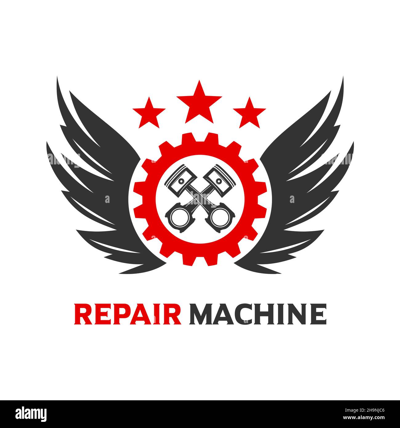 wing logo and engine piston your company Stock Photo - Alamy