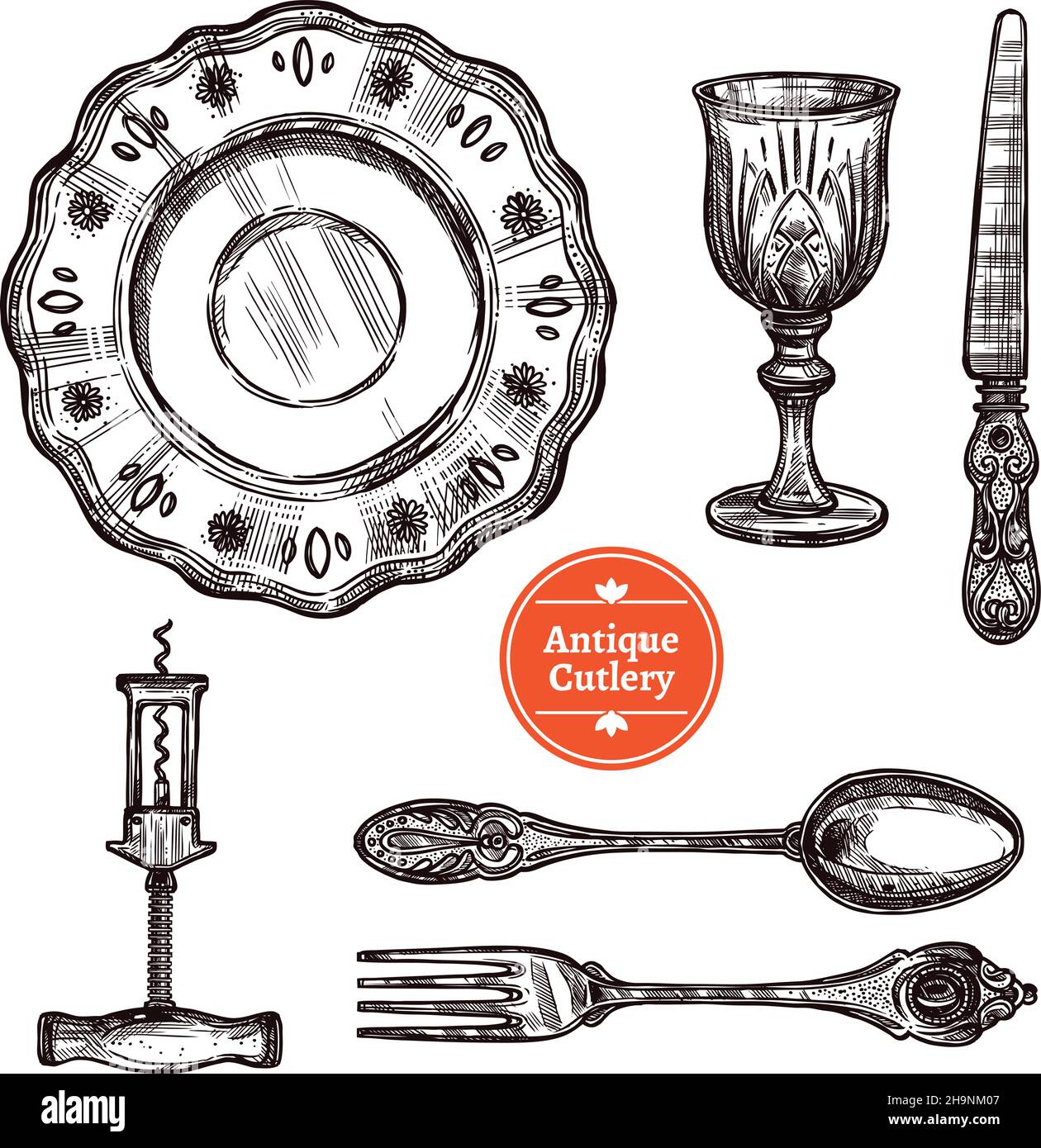 Antique Fork Drawing
