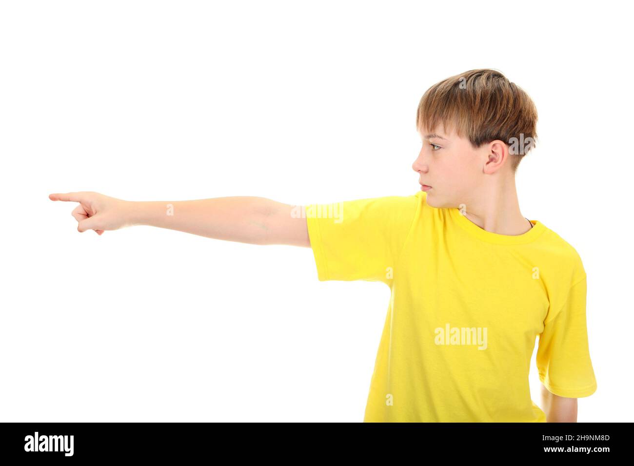 Kid pointing Isolated on the White Background Stock Photo - Alamy