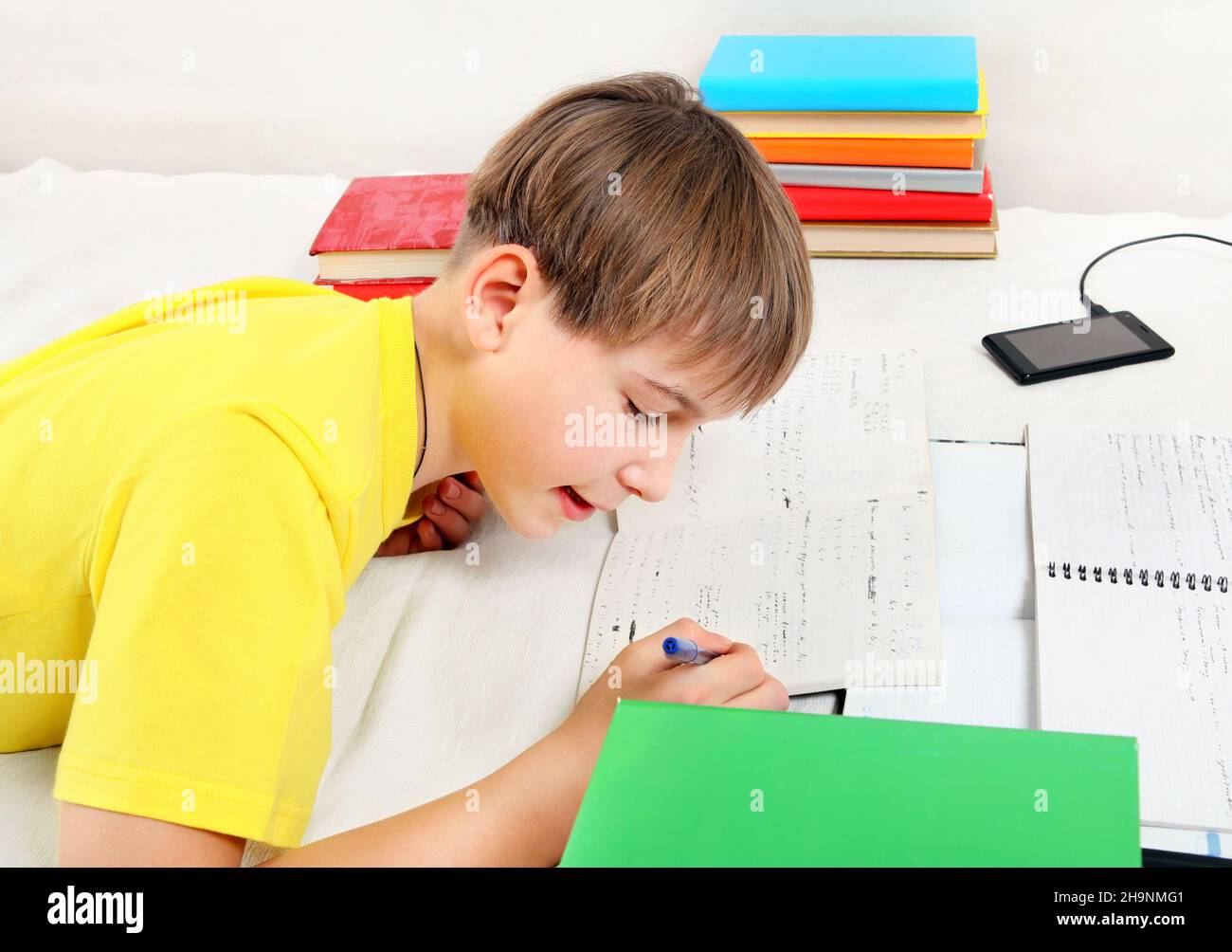 Kid doing Homework at the Home Stock Photo - Alamy