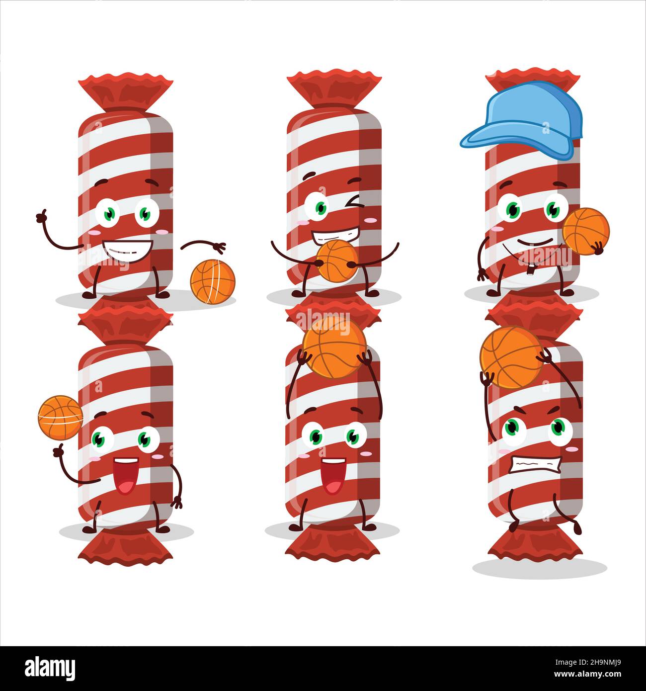 Talented red long candy package cartoon character as a basketball ...
