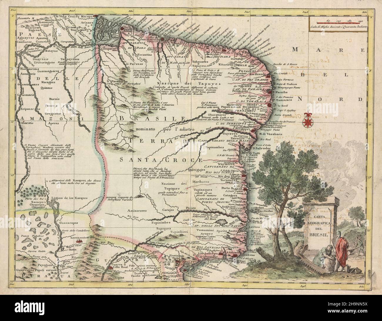 Geographic Map of Brazil with notes in Italian, published by Giovanni ...