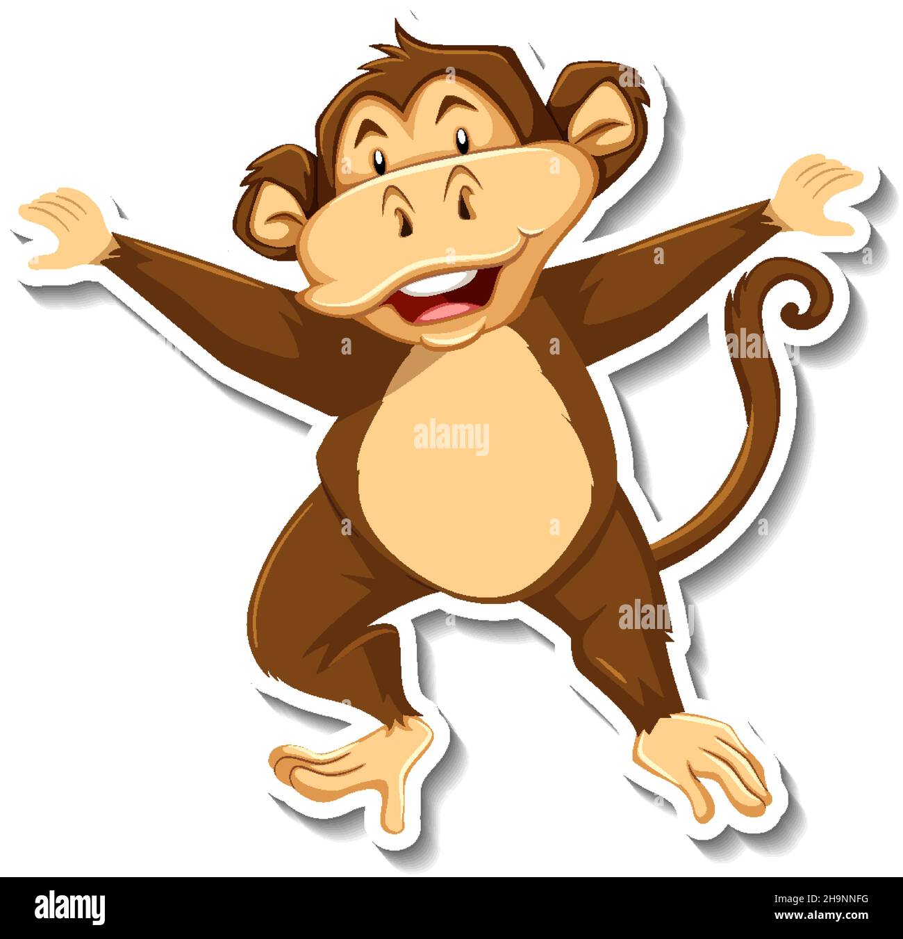 Monkey dancing animal cartoon sticker illustration Stock Vector Image ...