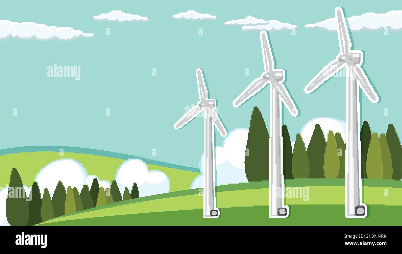Thumbnail design with wind turbine scene illustration Stock Vector ...