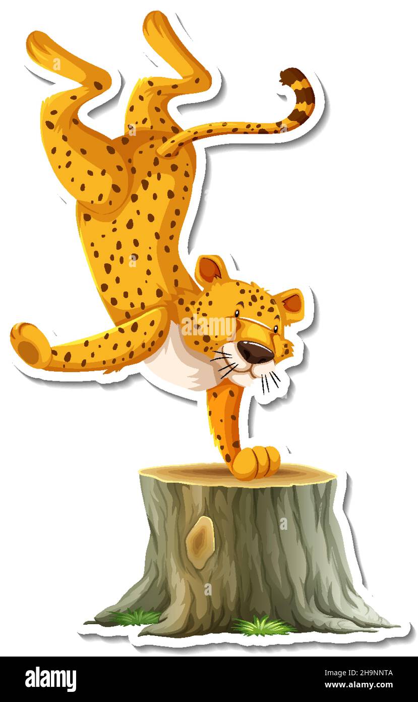 Cheetah dancing cartoon character on white background illustration ...