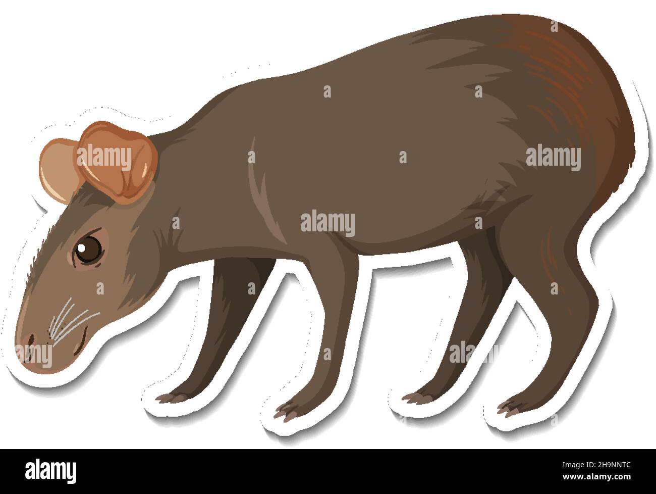 A sticker template of black capybara cartoon character illustration ...