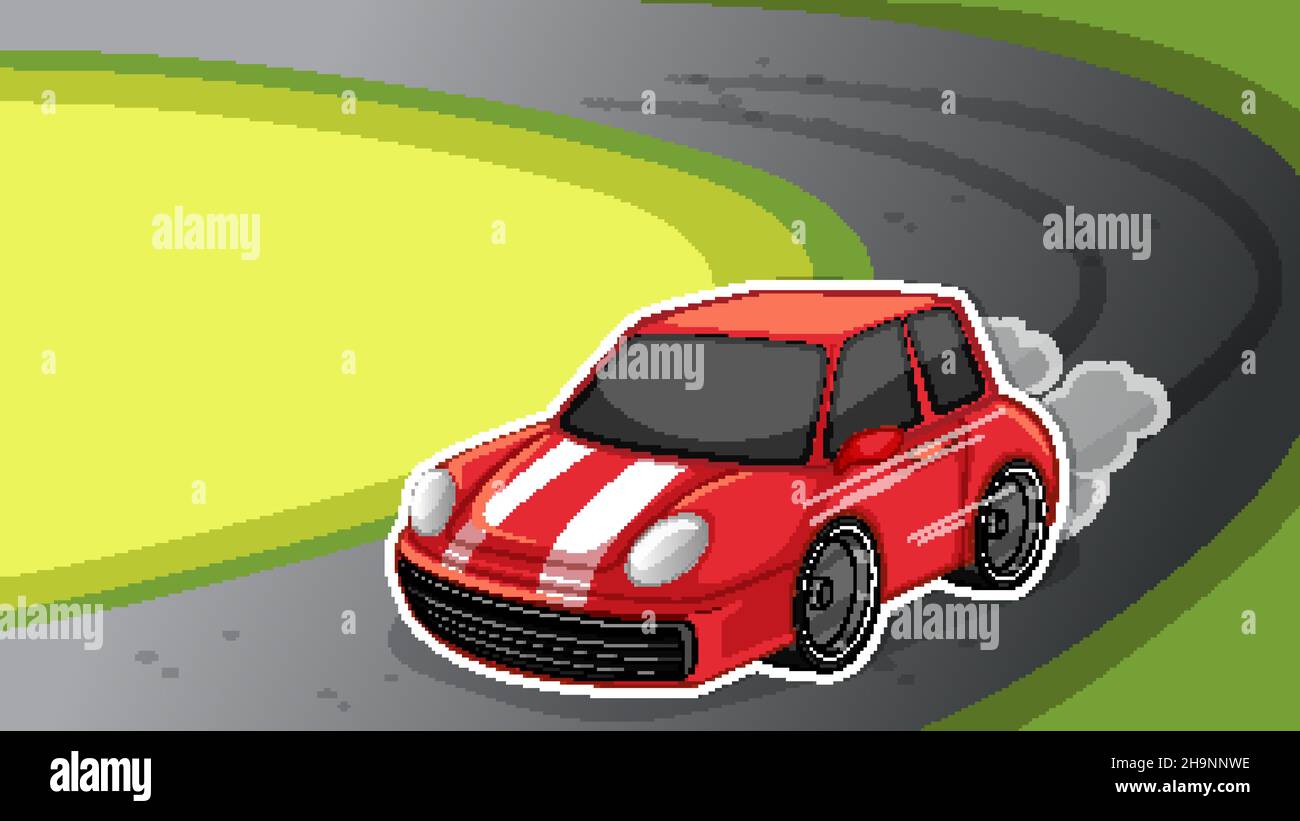 Thumbnail design with race car on the road illustration Stock Vector ...