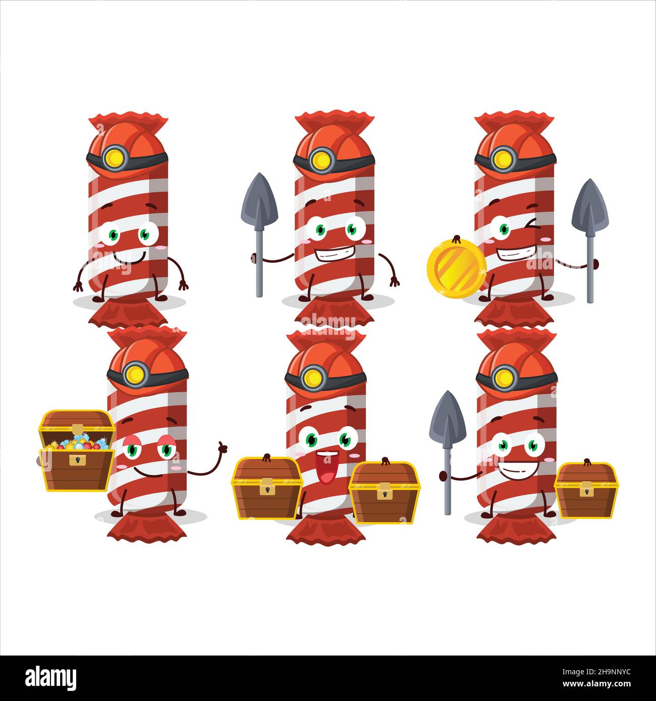 miners red long candy package cute mascot character wearing helmet ...