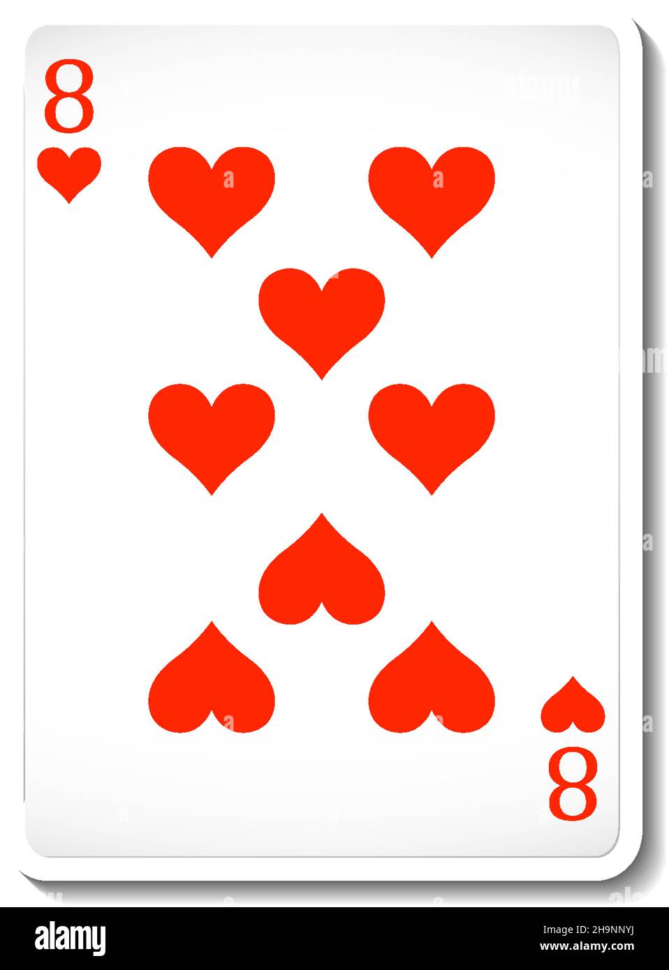Eight of Hearts Playing Card Isolated illustration Stock Vector Image ...