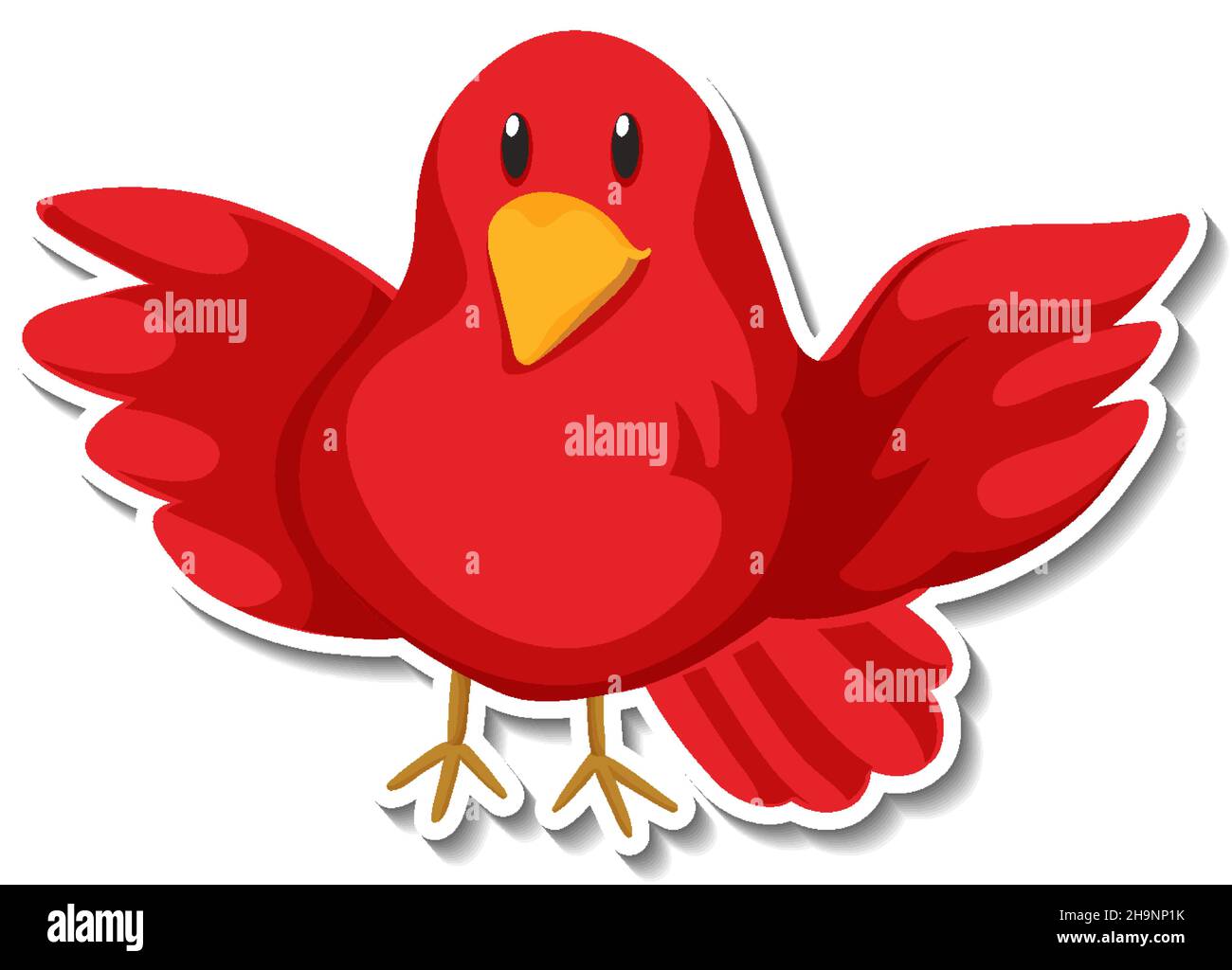 Little red bird animal cartoon sticker illustration Stock Vector Image ...