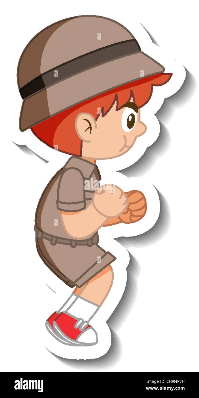 Little boy scout cartoon character sticker illustration Stock Vector ...