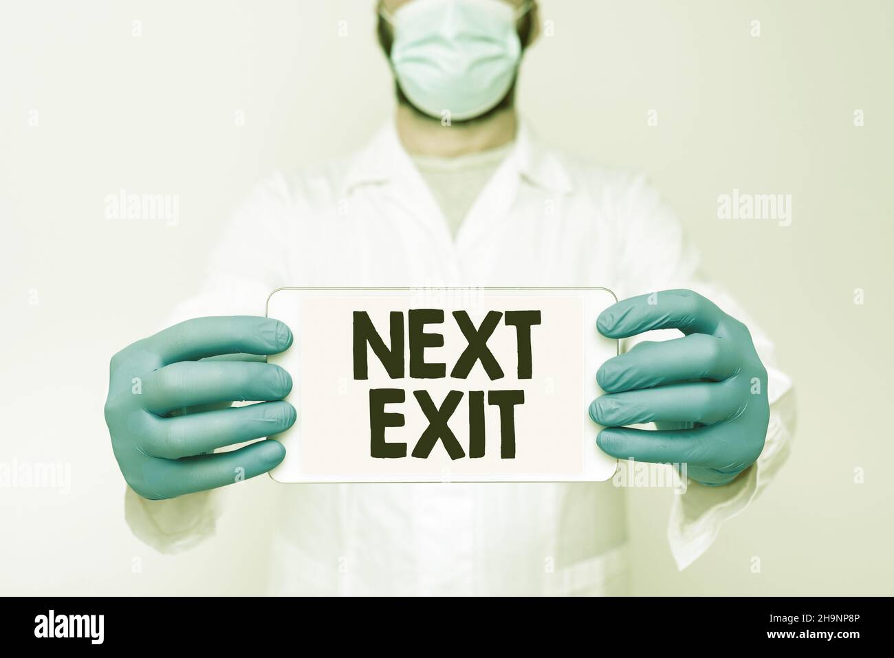 Writing displaying text Next Exit. Word Written on the following way ...
