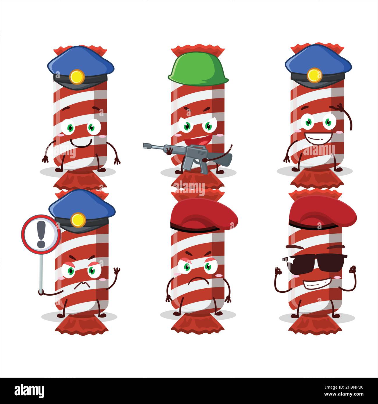 A dedicated Police officer of red long candy package mascot design ...