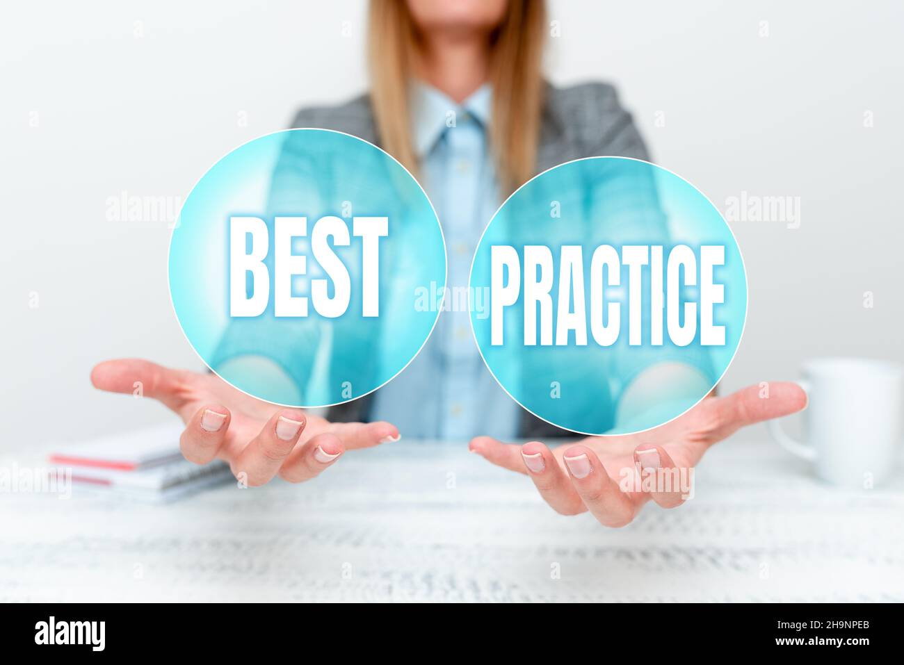 Text showing inspiration Best Practice. Business showcase commercial ...