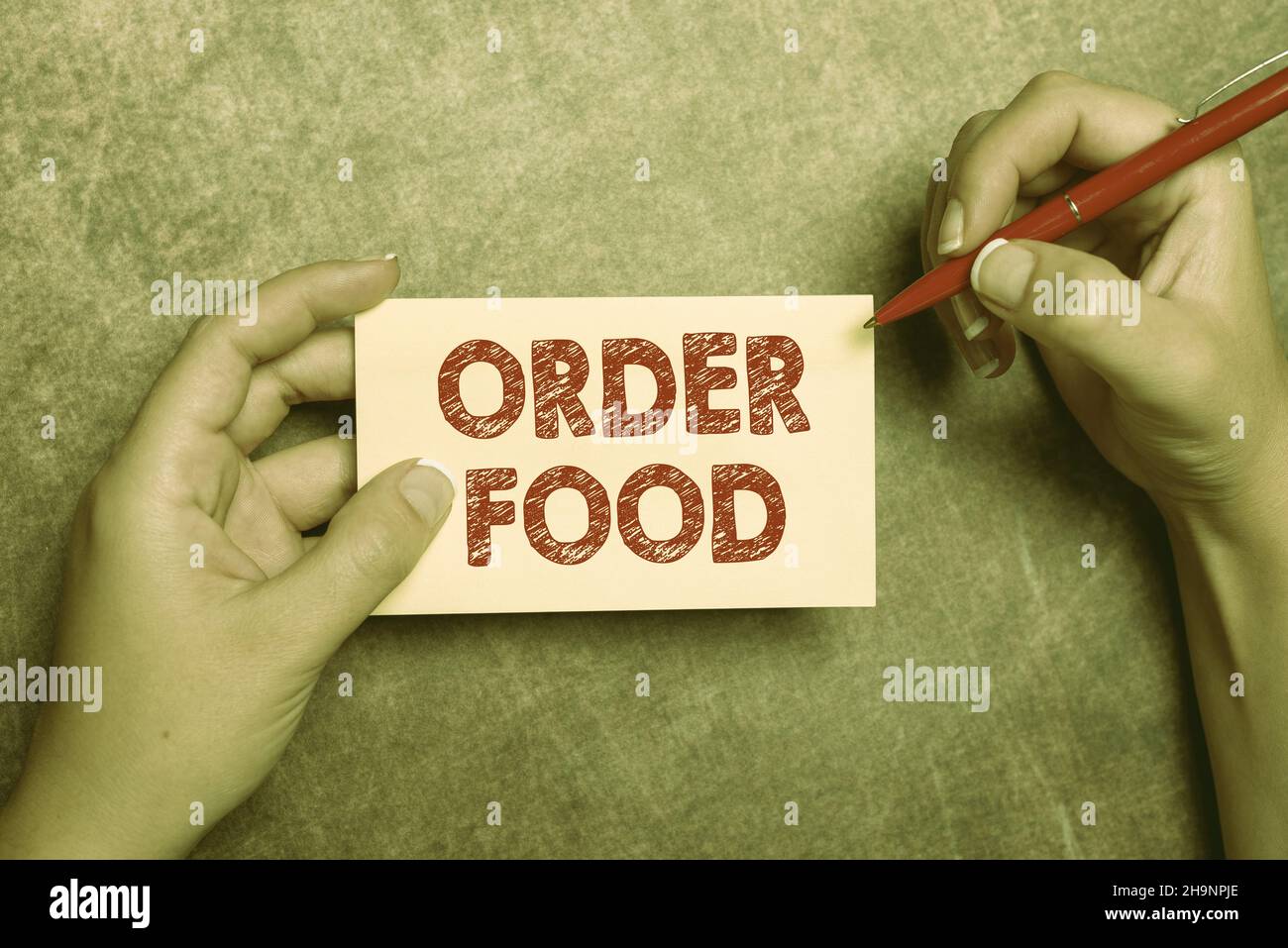 Text caption presenting Order Food. Business concept the process of ...
