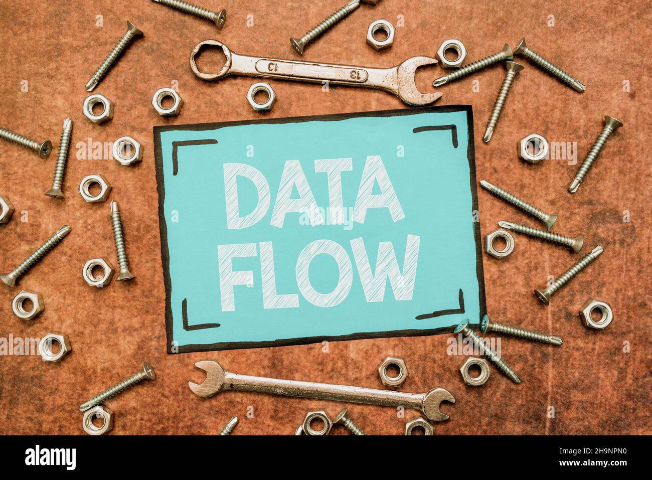 Text showing inspiration Data Flow. Word Written on the movement of data through a system ...