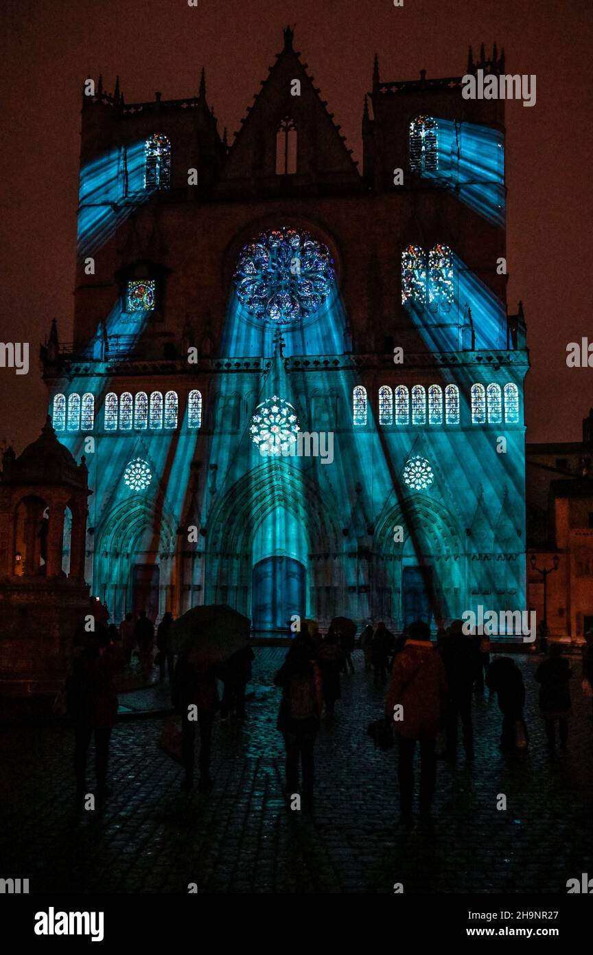 Cathedrale St Jean hosts a light show during Fete des Lumieres (Lights ...