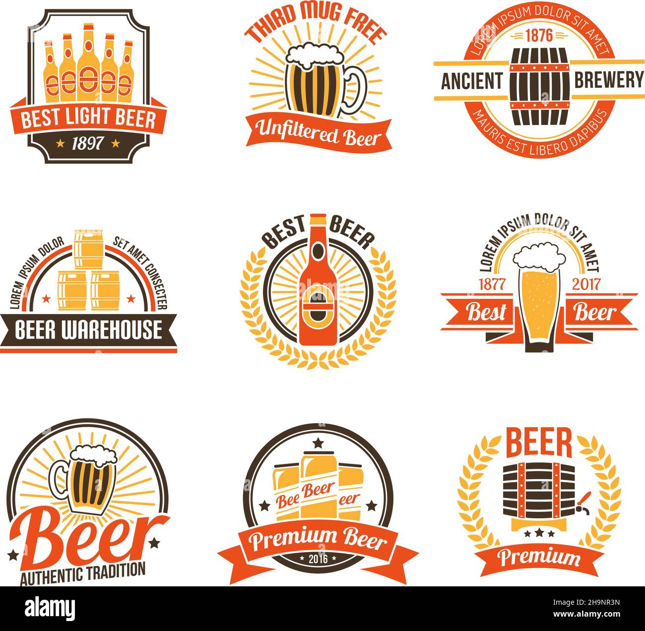 Brewery Logo Set. Brewery Labels Set. Brewery Emblems Set. Brewery ...