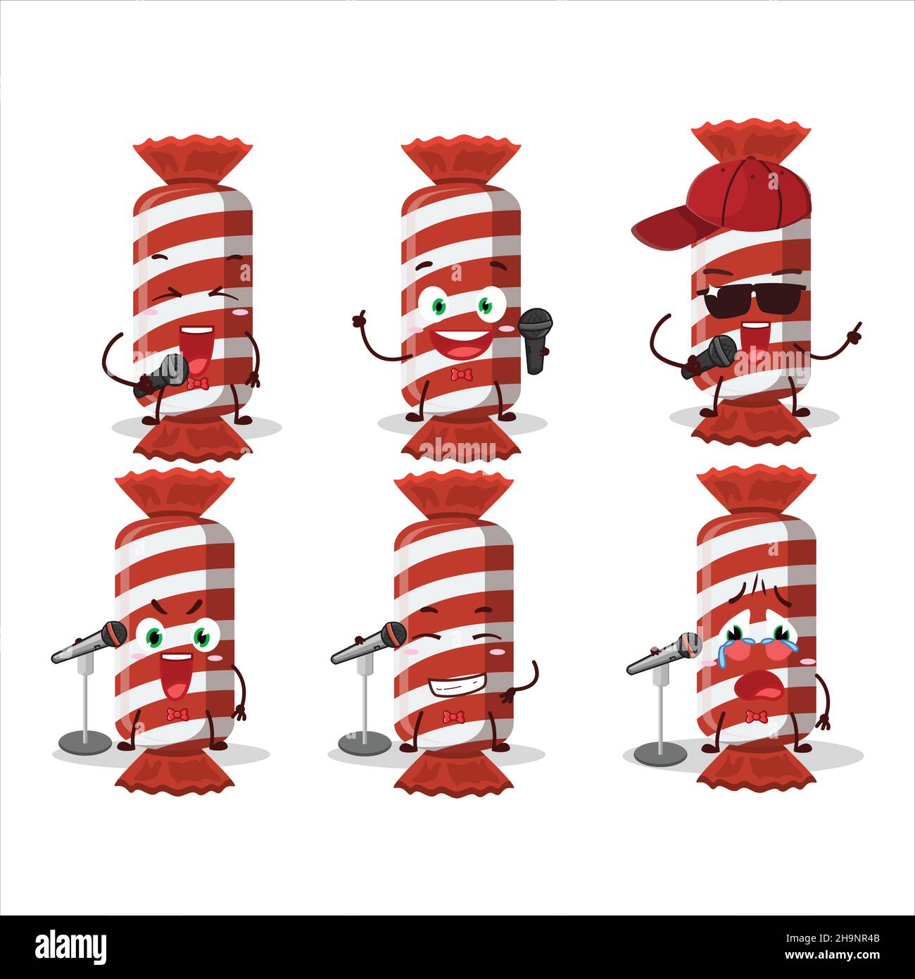 A Cute Cartoon design concept of red long candy package singing a ...