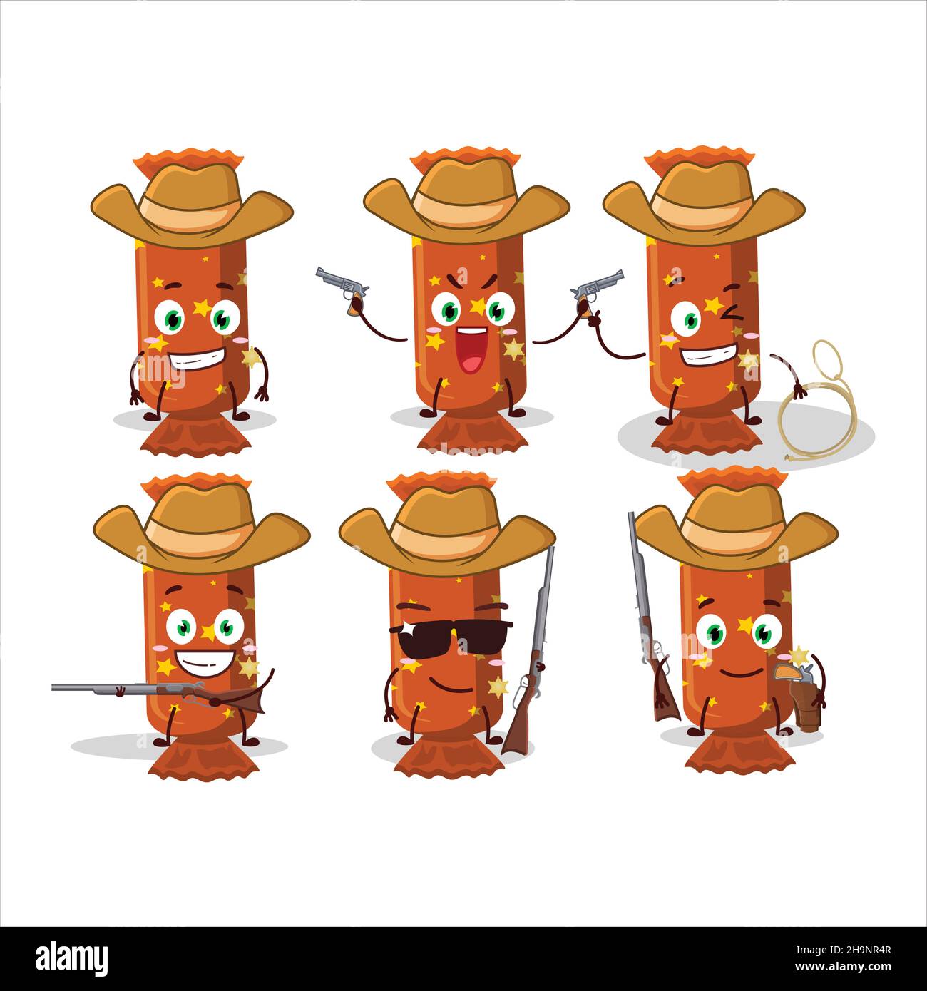 Cool cowboy orange long candy package cartoon character with a cute hat ...