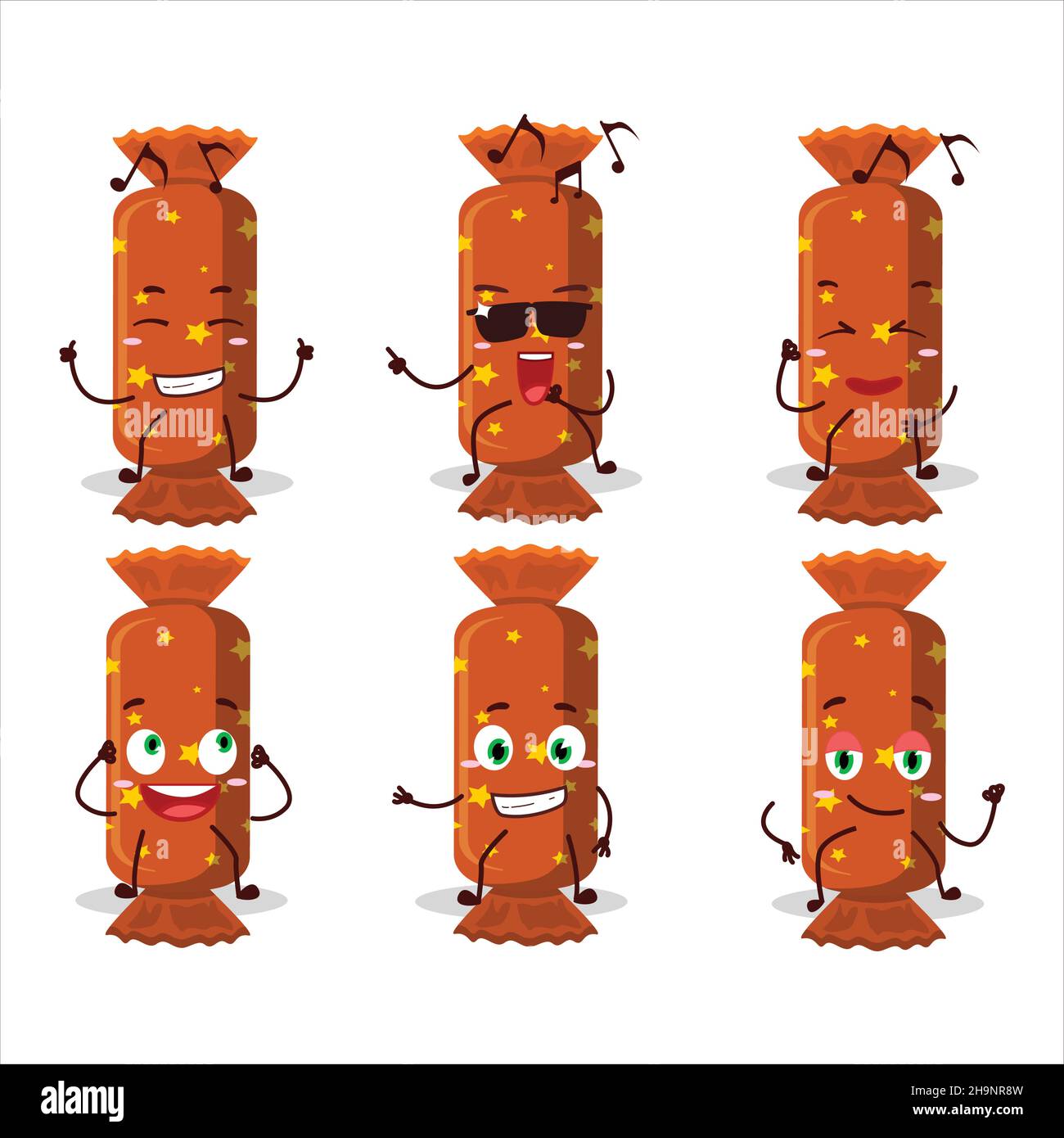 An image of orange long candy package dancer cartoon character enjoying ...