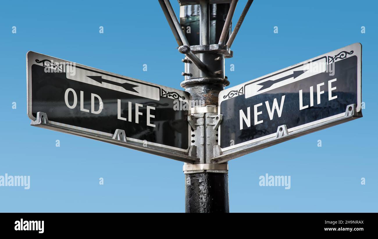 Street Sign the Direction Way to NEW LIFE versus OLD LIFE Stock Photo ...