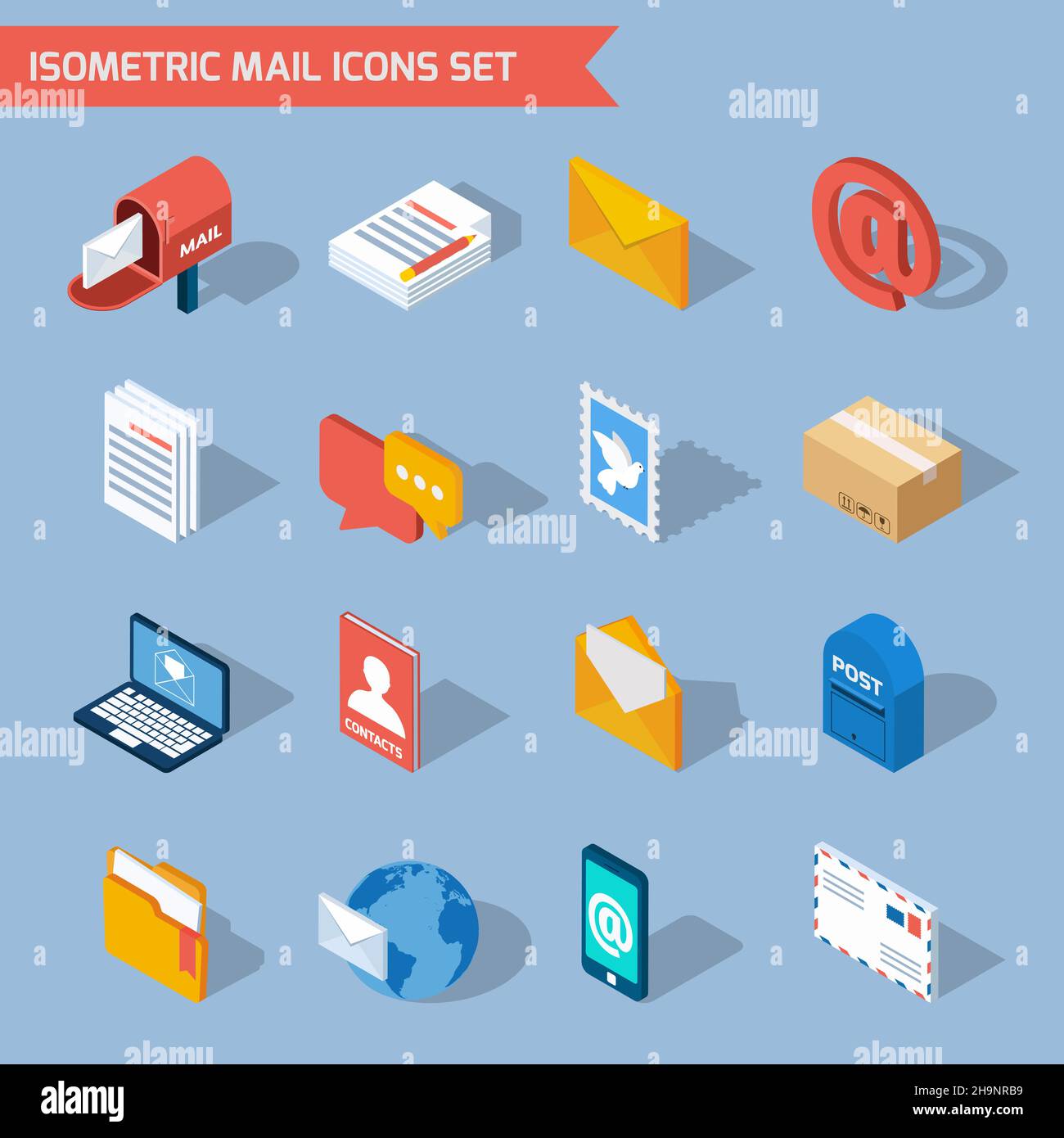 Isometric mail icons set with 3d mailbox email envelope isolated vector ...