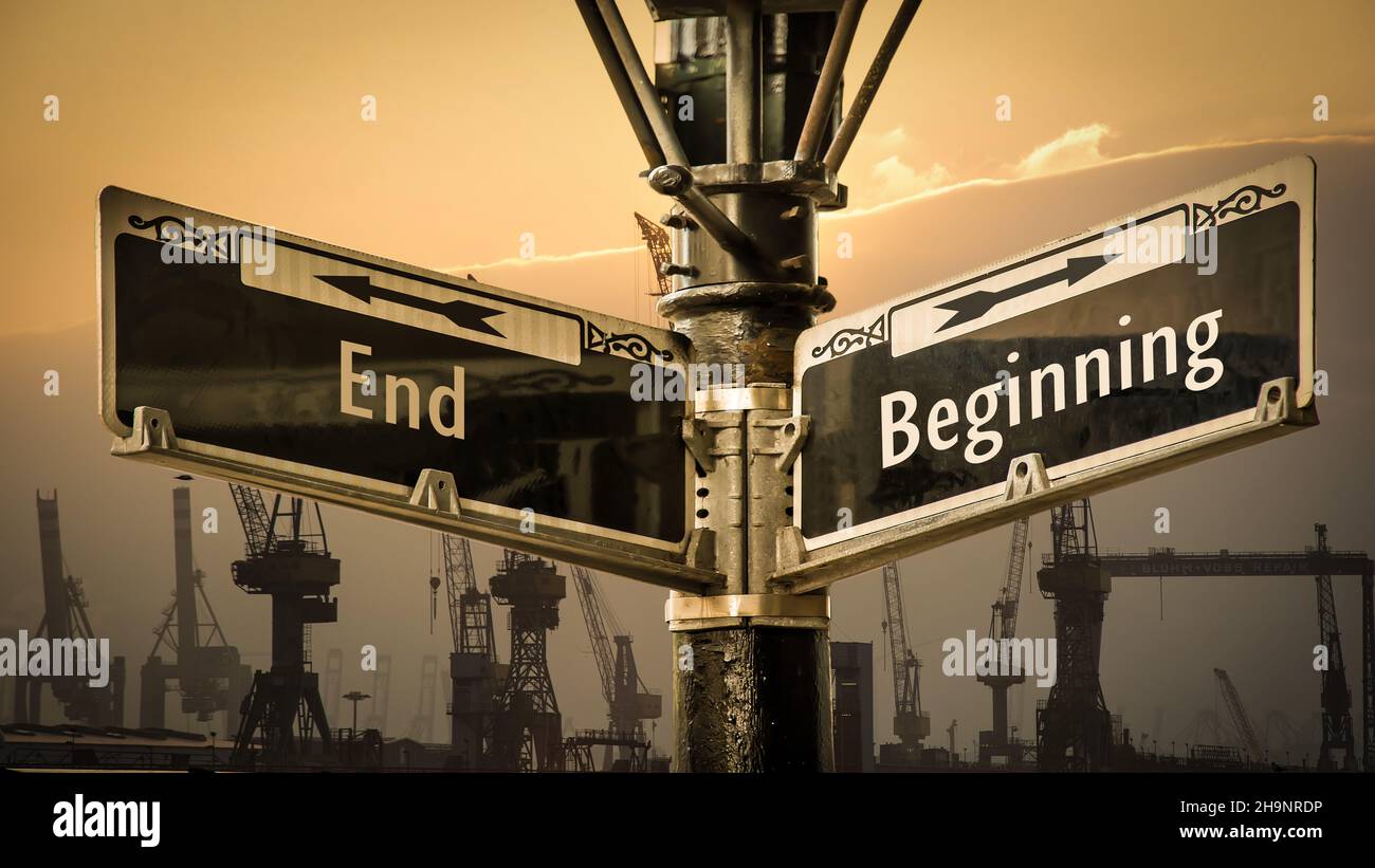 Street Sign the Direction Way to Beginning versus End Stock Photo - Alamy
