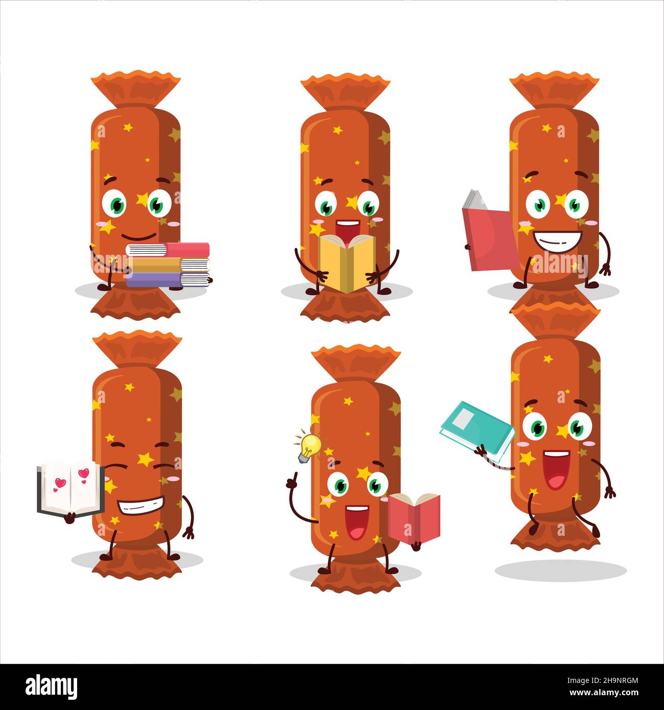 A picture of orange long candy package cartoon character concept ...