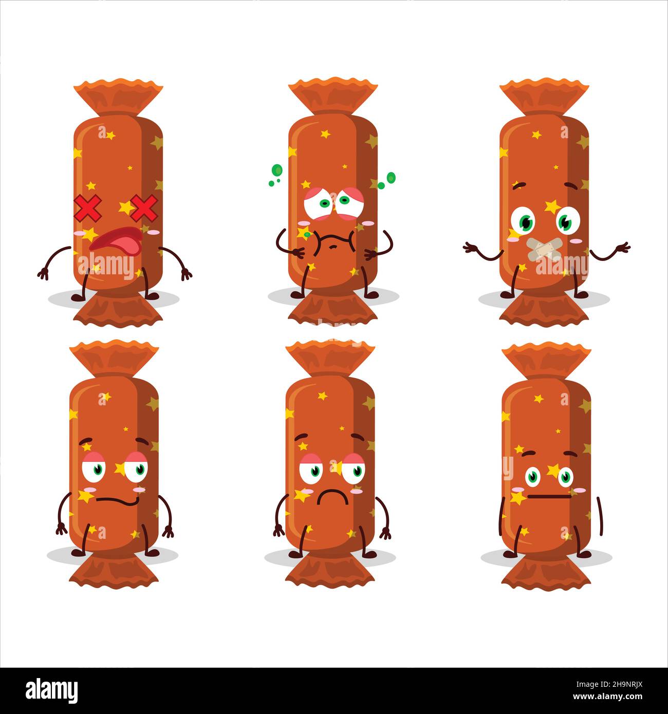 Orange long candy package cartoon character with nope expression ...