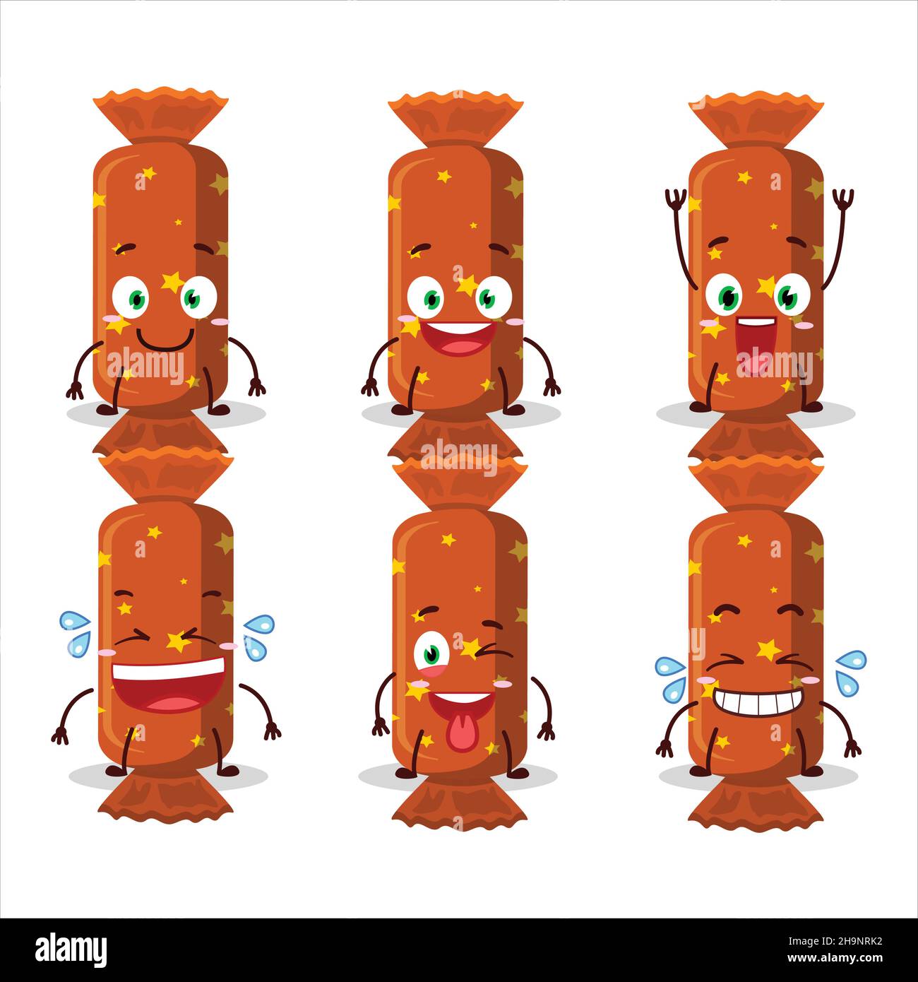 Cartoon character of orange long candy package with smile expression ...