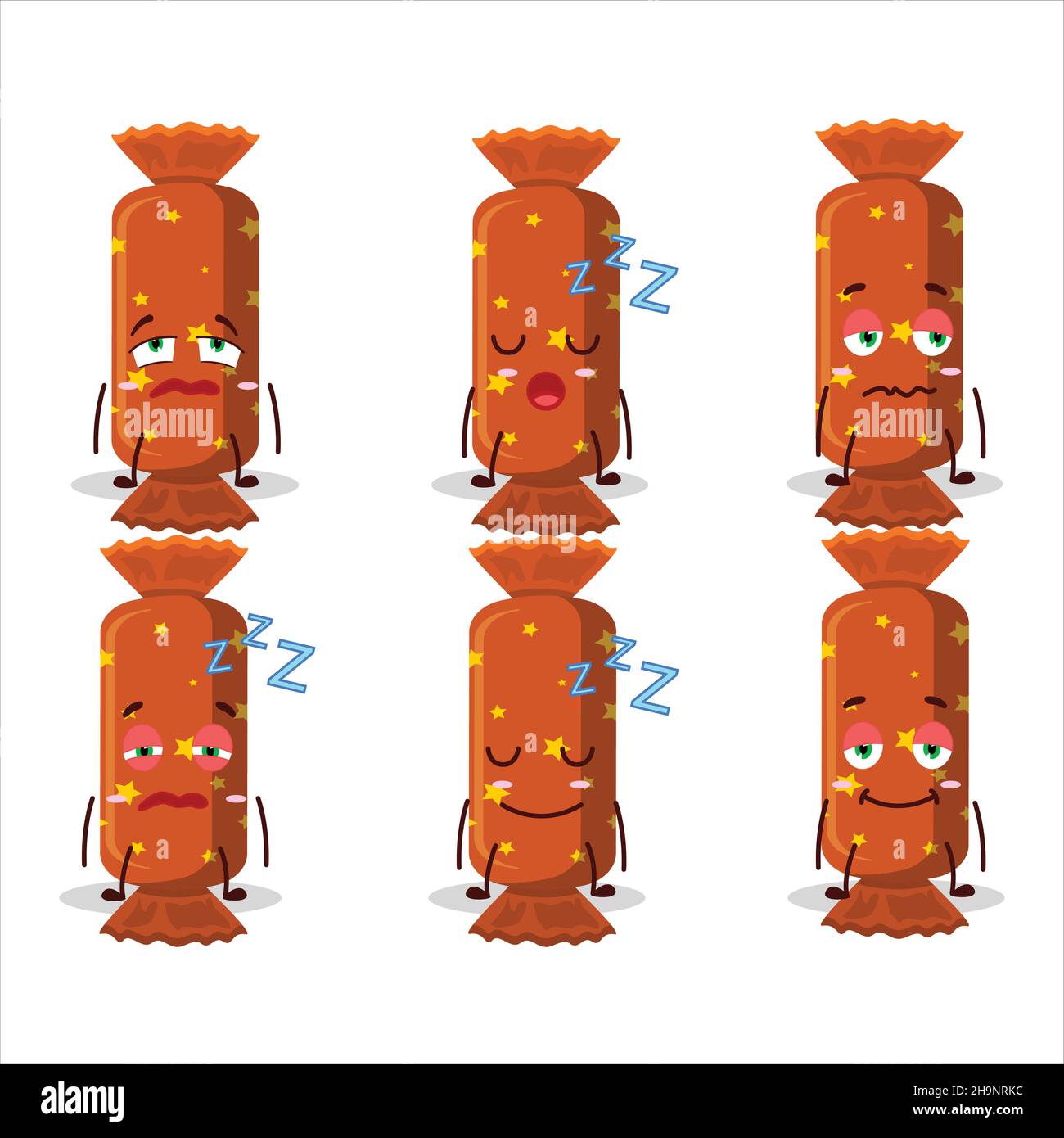 Cartoon character of orange long candy package with sleepy expression ...