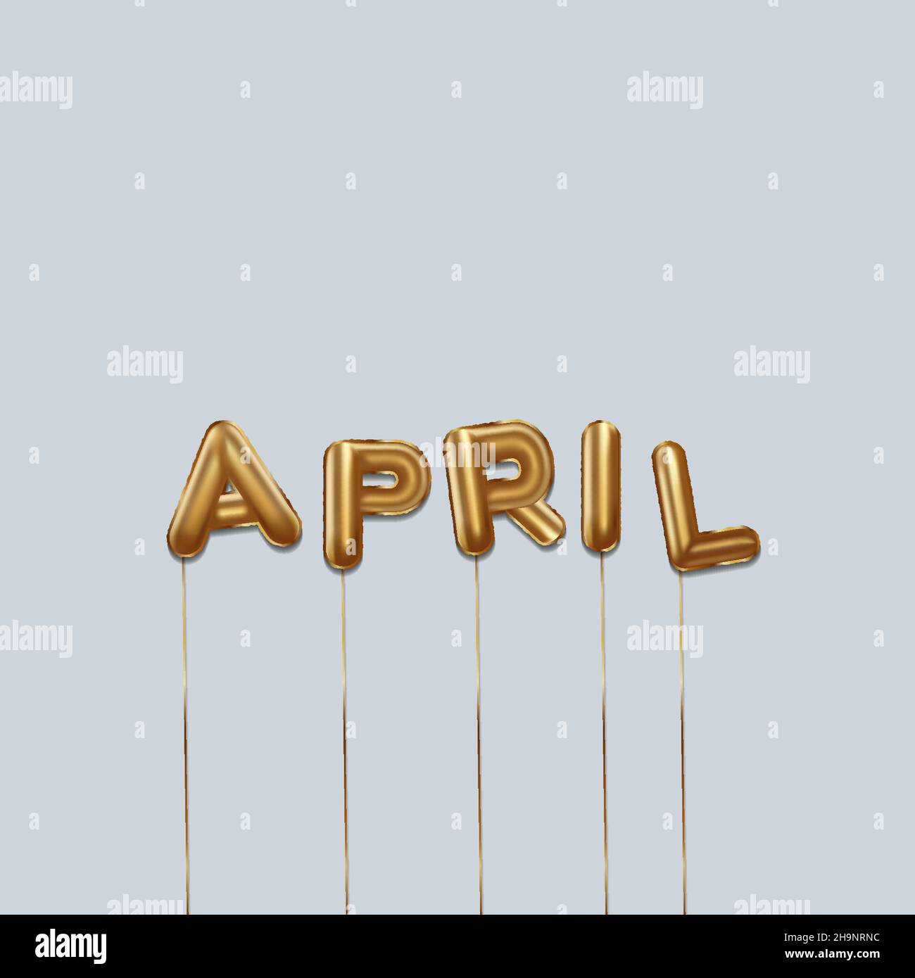 April written with foil gold balloons. April lettering with realistic ...