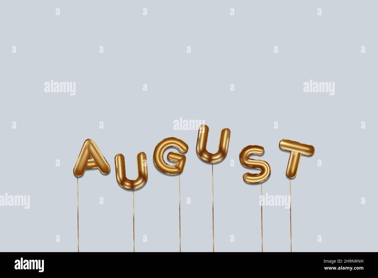 August written with foil gold balloons. August lettering with realistic ...