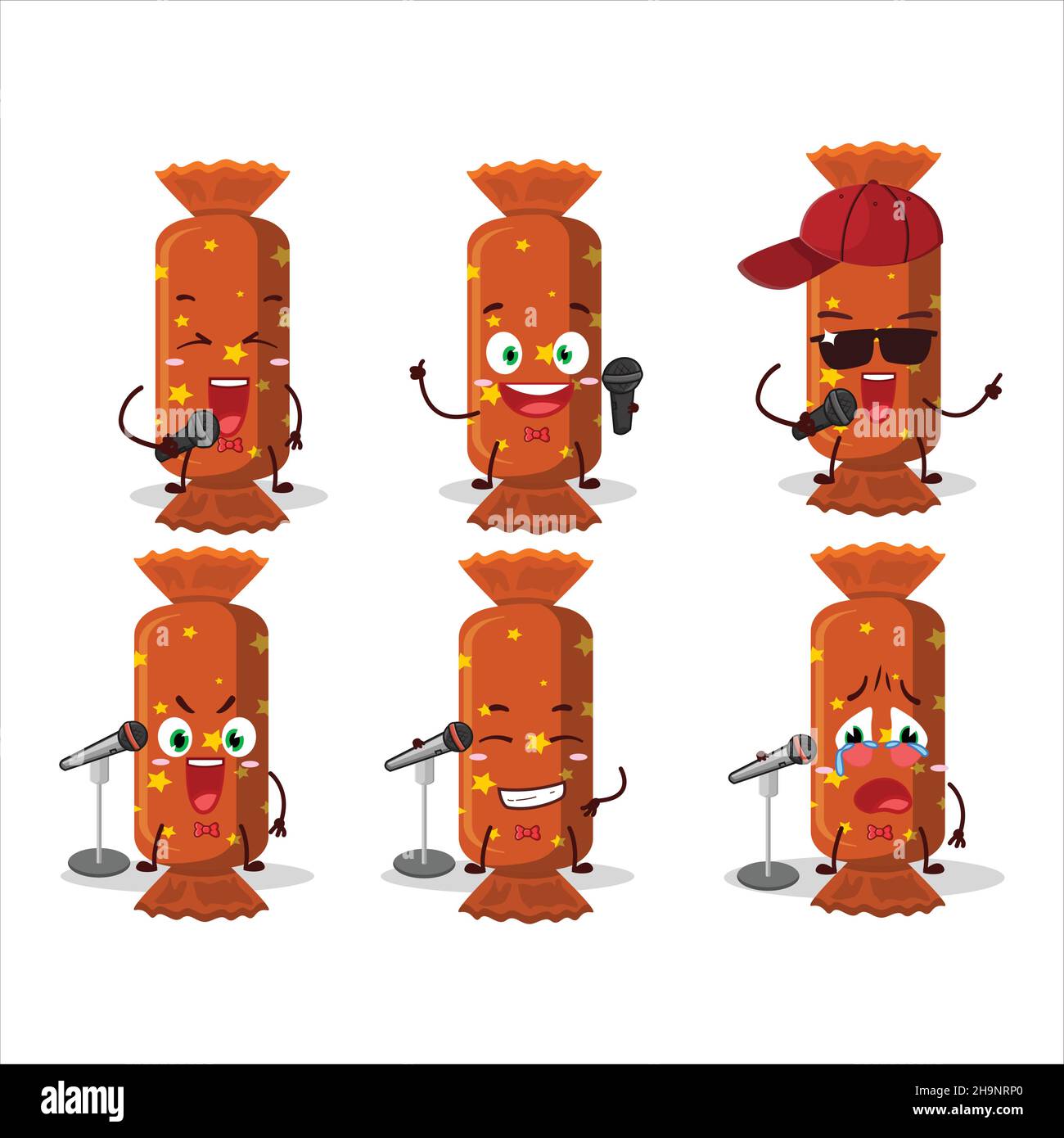 A Cute Cartoon design concept of orange long candy package singing a ...