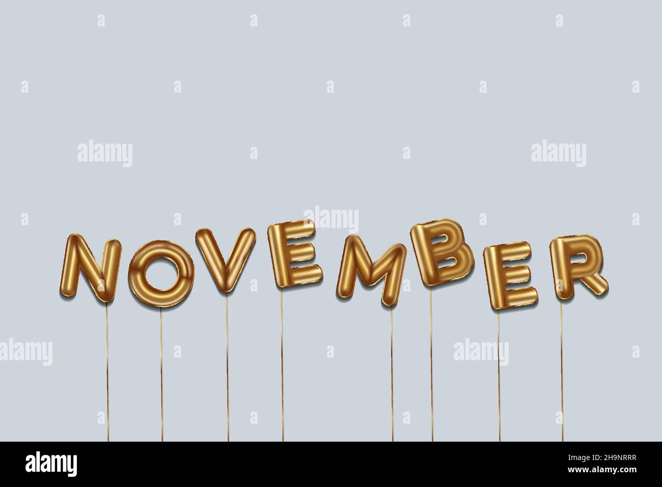 november written with foil gold balloons. november lettering with ...