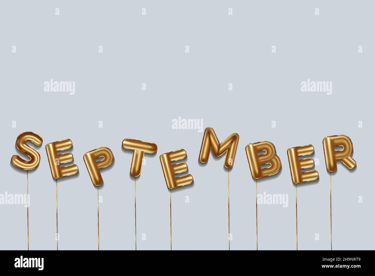 september written with foil gold balloons. september lettering with ...