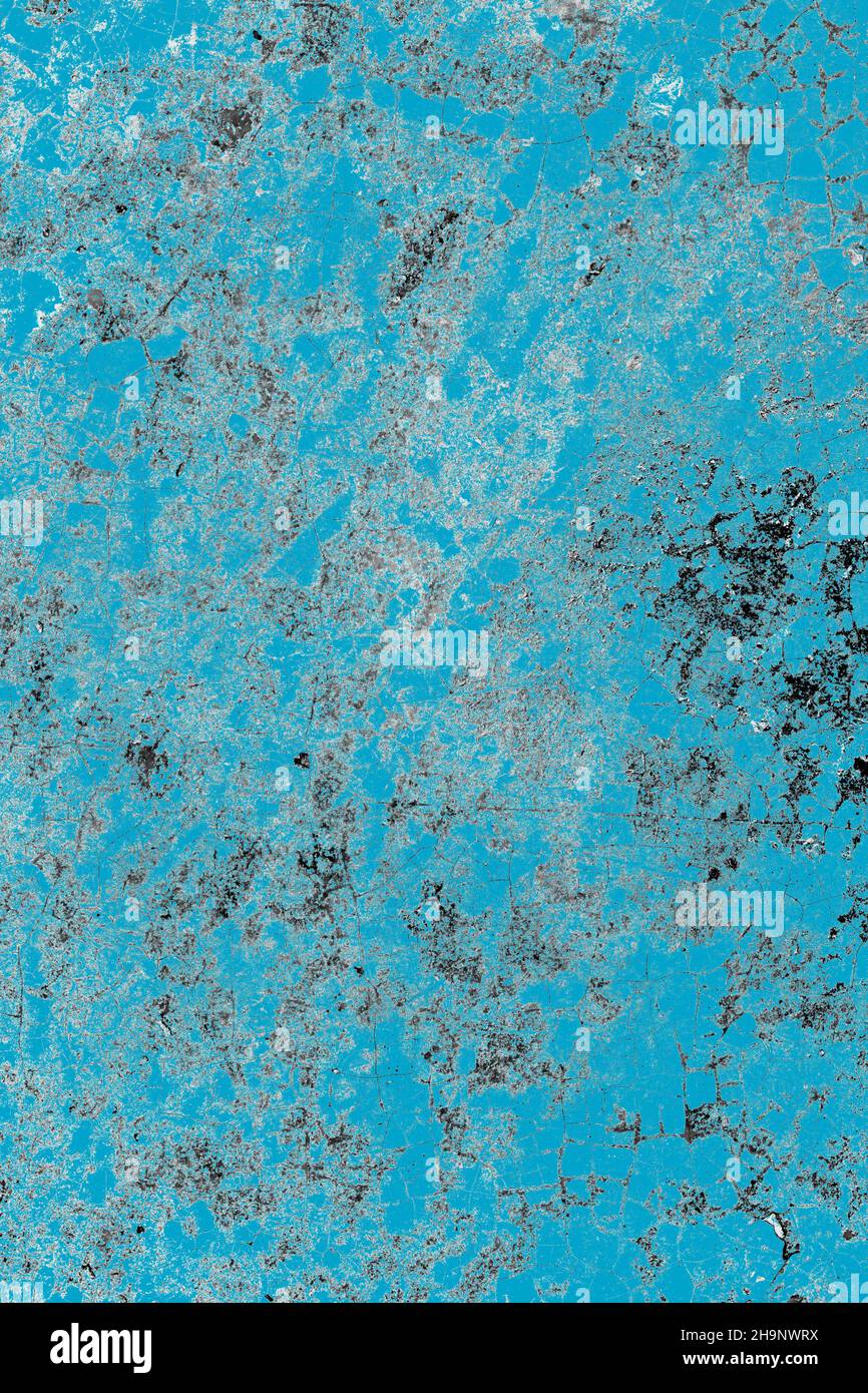 Distressed old cyan color concrete wall surface with grunge texture for ...