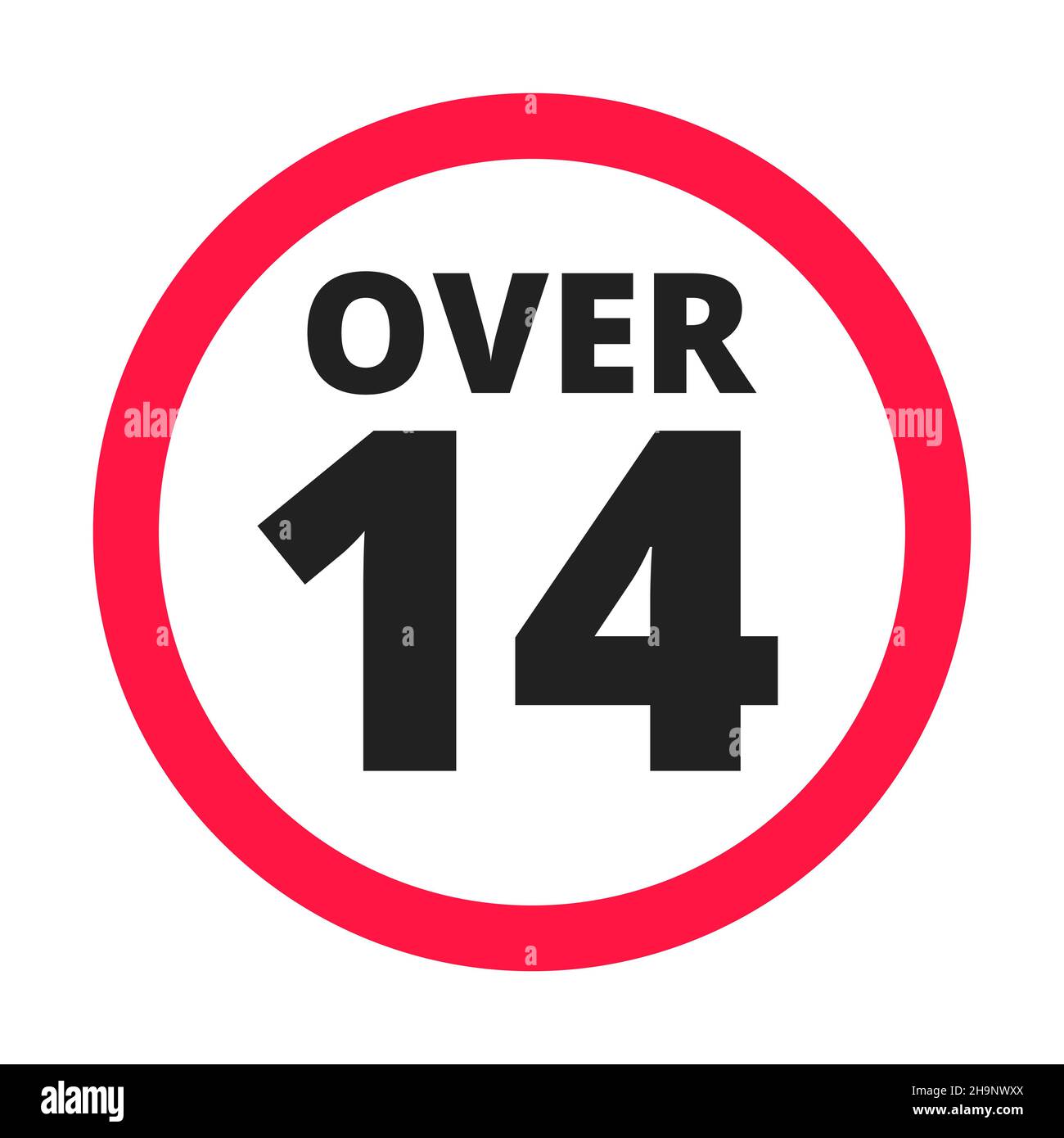 Over 14 years old plus forbidden round icon sign vector illustration ...