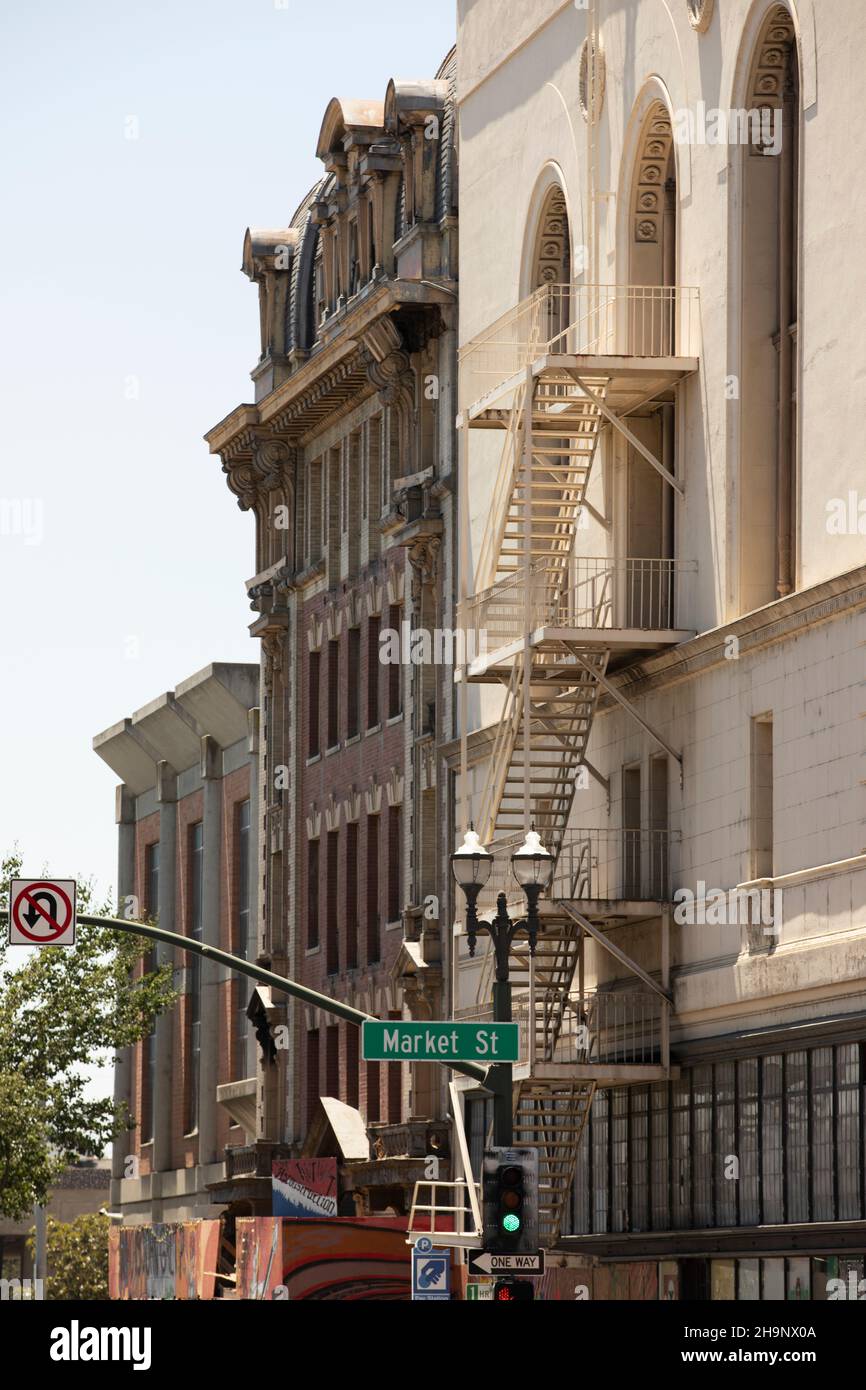 Stockton, California, USA - July 15, 2021: Sunlight shines on the ...