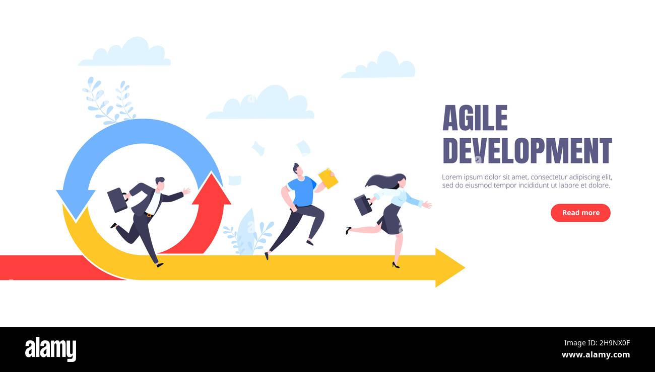 Agile development methodology business concept flat style design vector ...