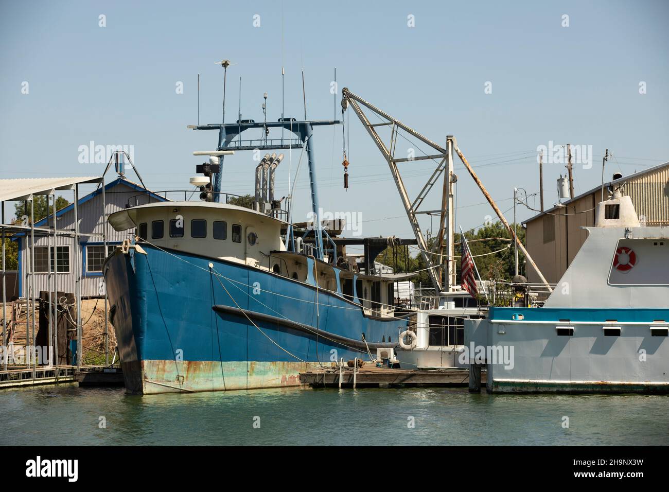 Daytime view of the public Marina on the San Joaquin River in Stockton ...