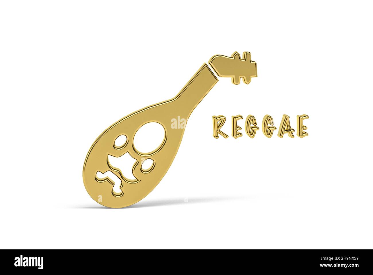 Golden 3d reggae music icon isolated on white background - 3d render ...